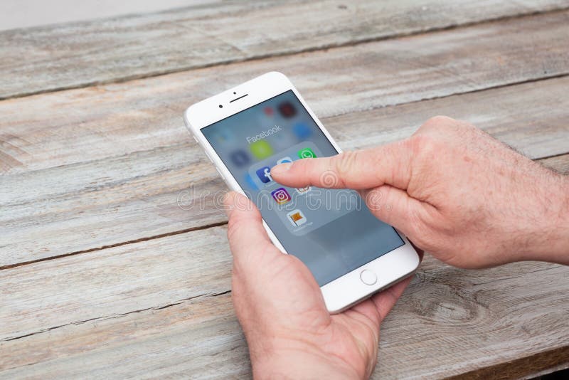 Using Facebook App on IPhone 7 Plus Editorial Stock Photo - Image of ...