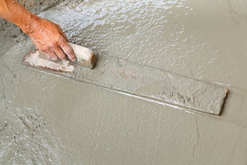 Using Float To Level Surface of Concrete Stock Image - Image of grunge ...