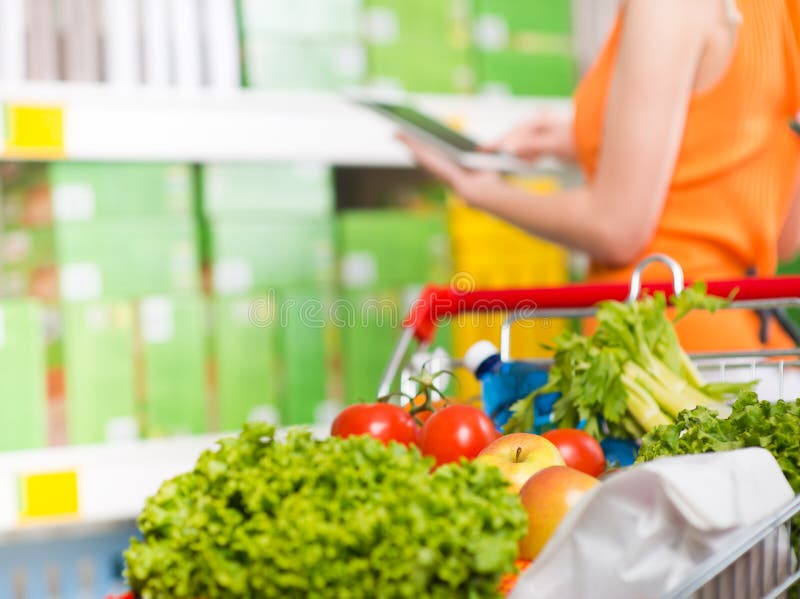 Using food app at store stock photo. Image of purchasing - 47970524