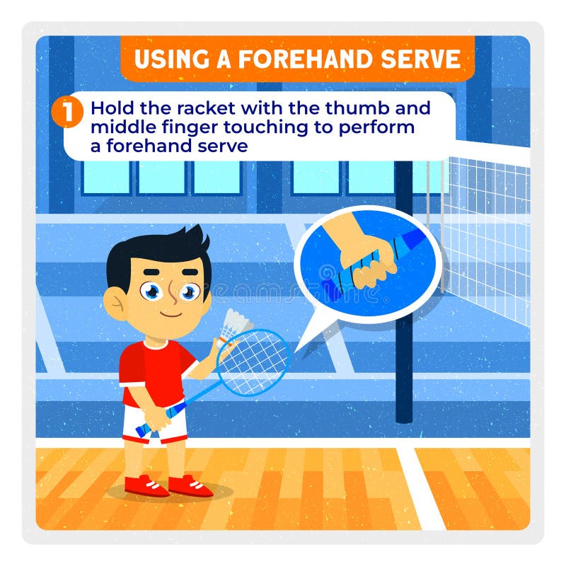 Using a Forehand Serve in Badminton 1 Stock Illustration - Illustration ...