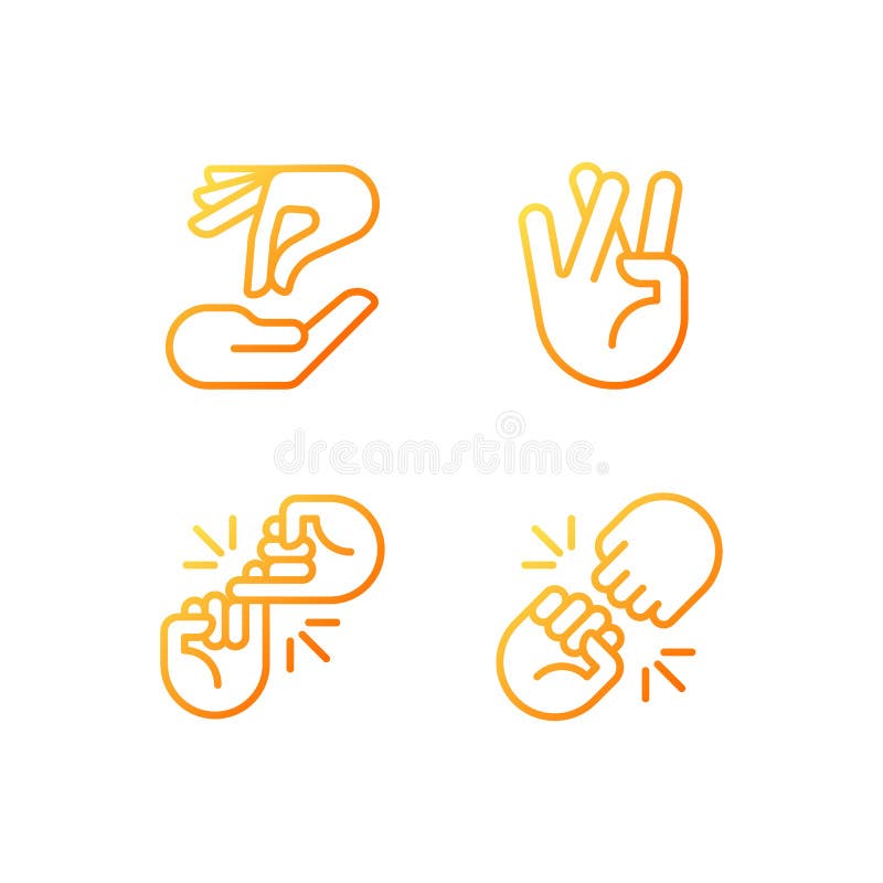 Using Gestures for Communication Pixel Perfect Gradient Linear Vector Icons Set Stock Vector ...