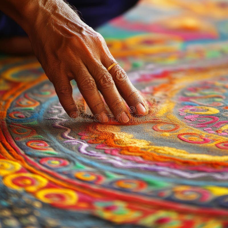 Using a Hand Adorned with Complex Henna Designs, an Individual is ...