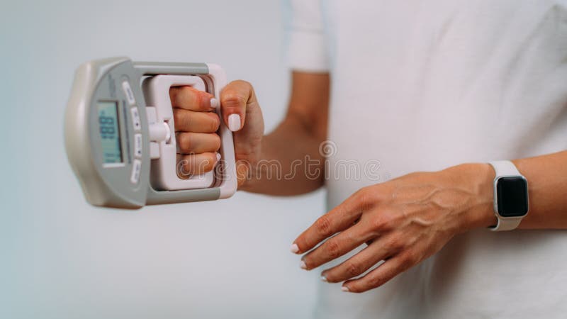 Using Hand Dynamometer for Grip Strength Test Stock Photo - Image of ...