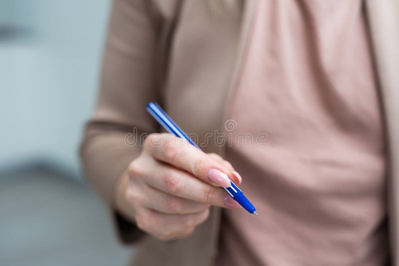 Using a Hand Hold the Pen for Writing. Stock Photo - Image of empty ...