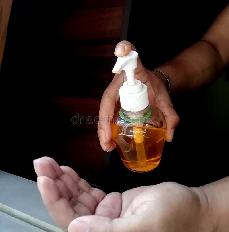 Using of Hand Sanitizer and Soap To Protect from Corona Virus Stock ...