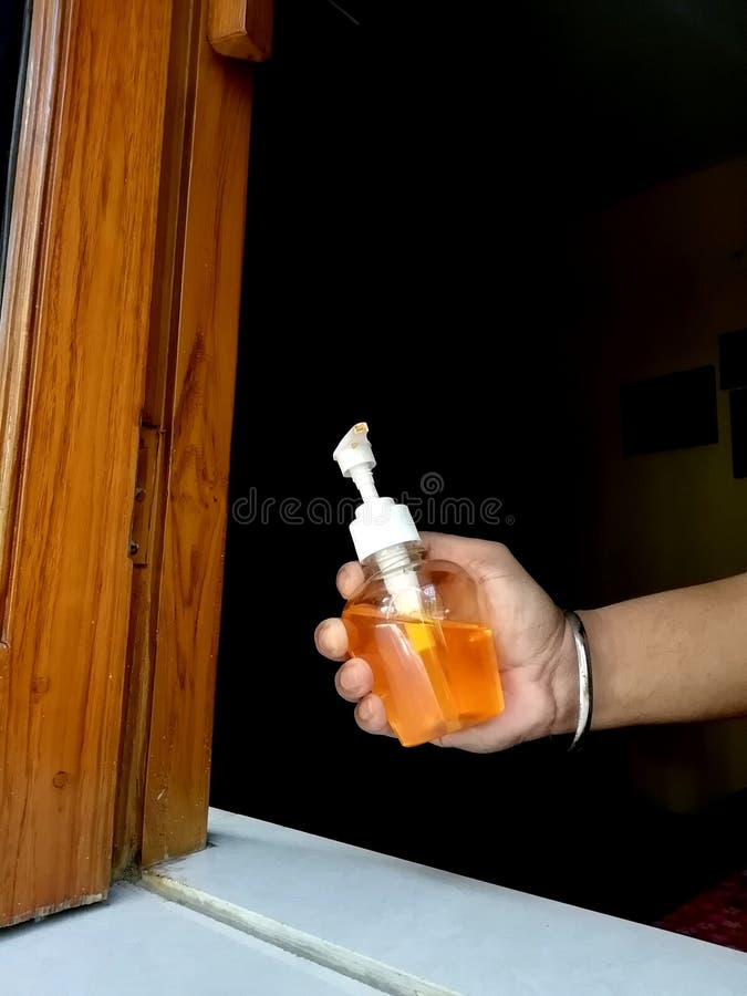 Using of Hand Sanitizer and Soap To Protect from Corona Virus Stock ...