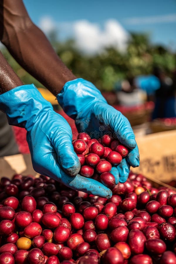 Using a Hand Sorter To Sort Good Coffee Beans from Broken Coffee Beans ...