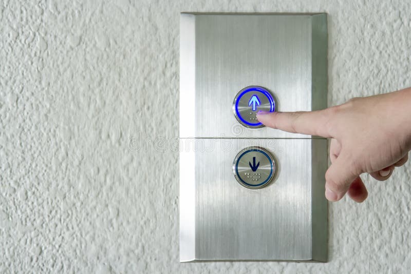 Using Hands, Press the Elevator Up and Keypad Elevator Stock Photo ...