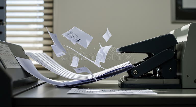 Using a Heavy Duty Stapler To Bind Large Document Stacks in Office ...