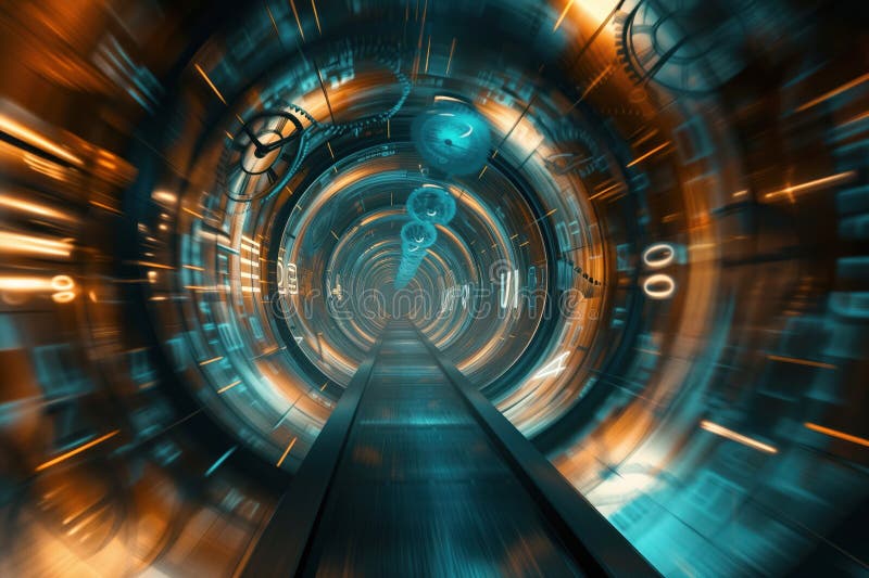 Using Hyperspace Tunnel Lined with Clocks, Surreal Visual Experience of ...