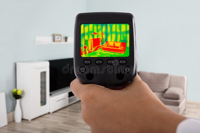 Infrared Thermal Scanner Detecting People Stock Photo - Image of ...