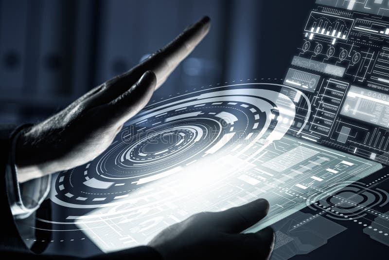 Using Innovative Technologies Stock Image - Image of panel, palm: 70971881