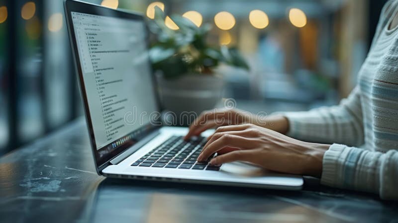 Using the Internet at Work, a Female Businessperson Reads an Email on ...