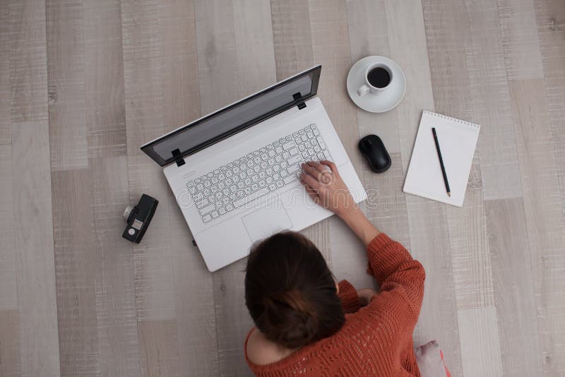 Using keyboard woman stock image. Image of computer, distant - 49549827