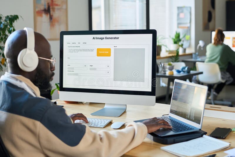 Using Keypads of Two Desktop Computers Stock Image - Image of ...