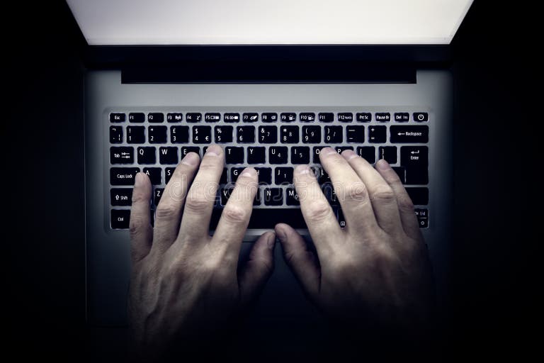 Using Laptop from Above Searching Internet, Browsing Information or ...