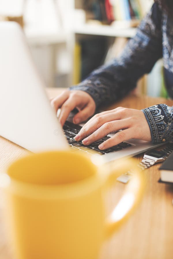 Using laptop stock photo. Image of vintage, home, sitting - 51872638