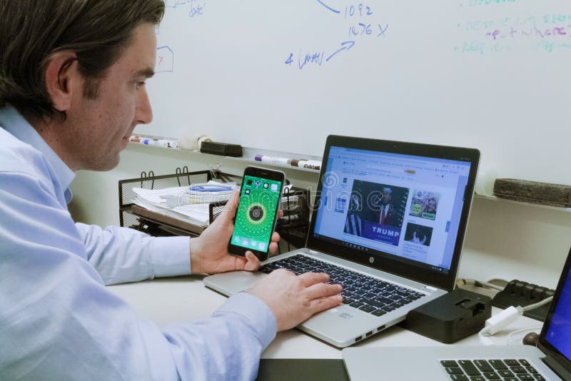 Using a Laptop and a Mobile Device Stock Image - Image of device, work ...