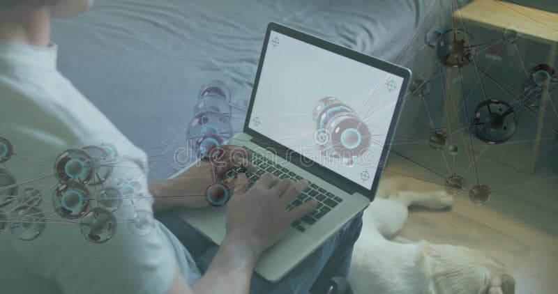 Using Laptop, Person Viewing 3D Molecular Structures and Animation in ...