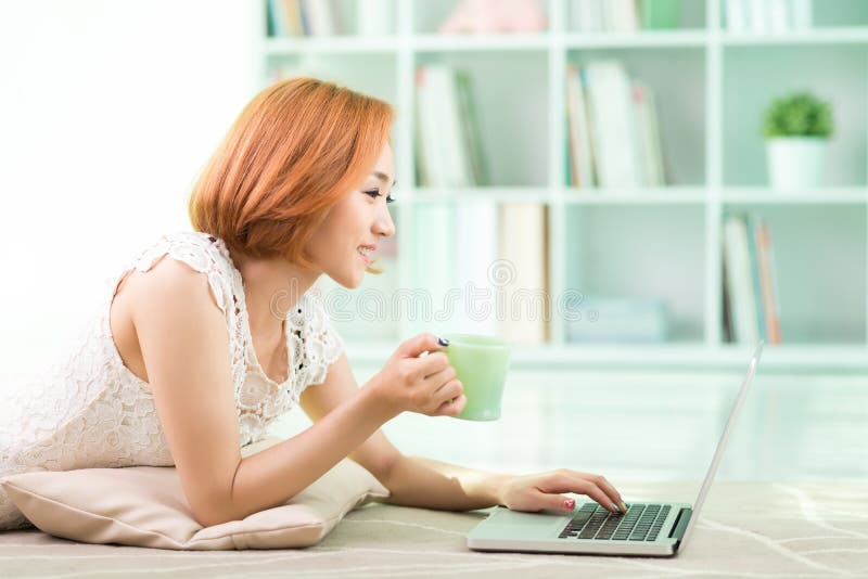 Using laptop stock photo. Image of happy, surfing, young - 52081990