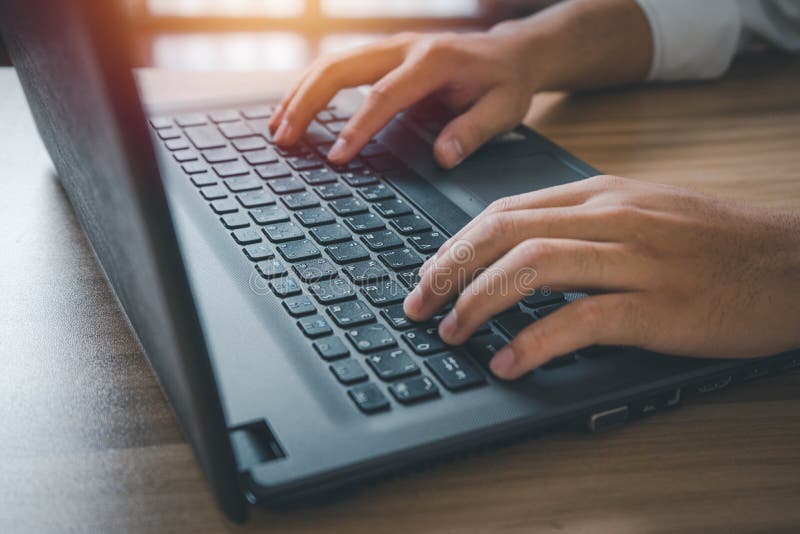 Hands on a Computer Keyboard Stock Image - Image of online, hand: 93843693