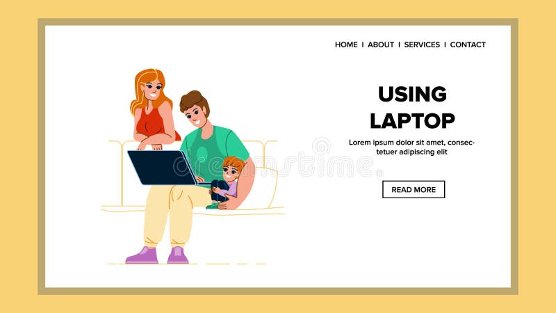 Using laptop vector stock vector. Illustration of social - 265907099