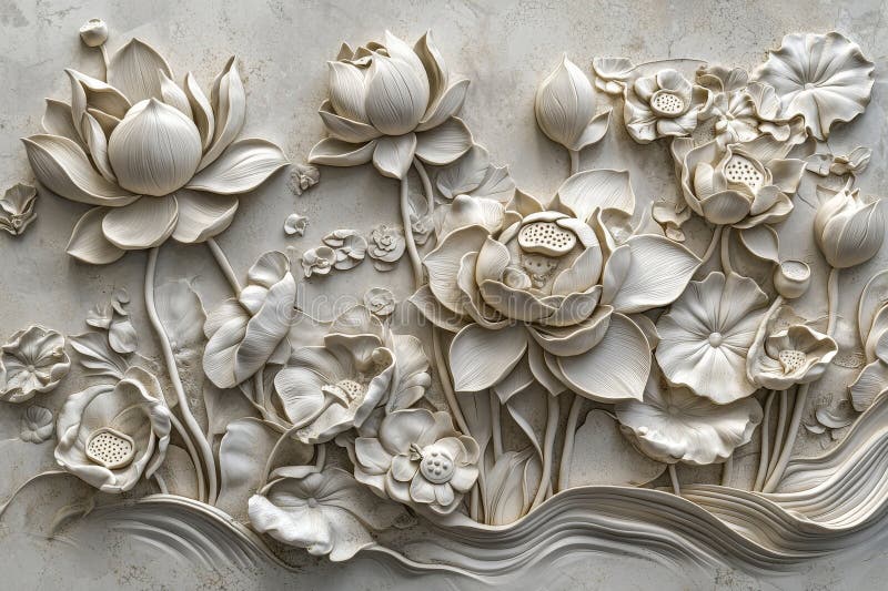 Using Large Rounded Leaves that Suggest Purity, the Lotus Stucco Relief ...