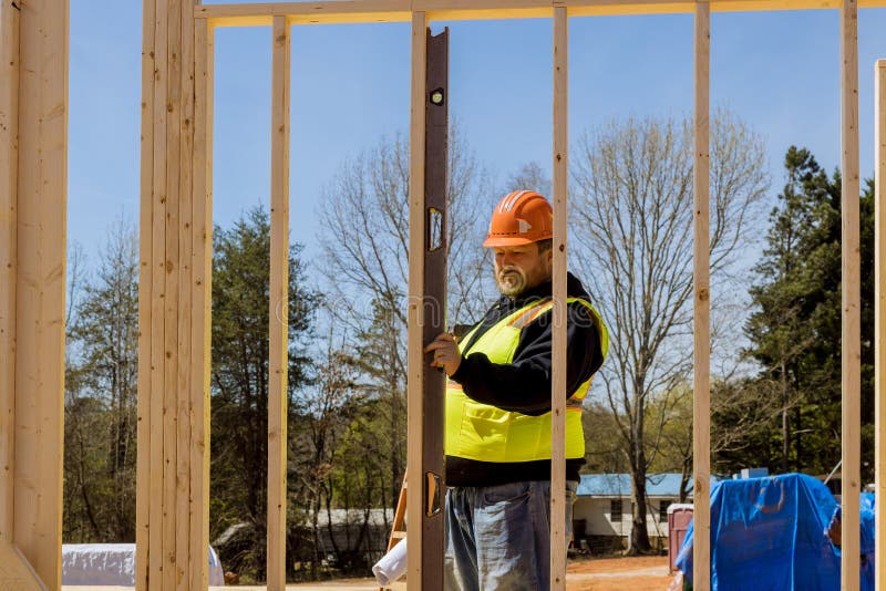 Using a Level on Site Construction Engineer Checks Leveling Quality of ...