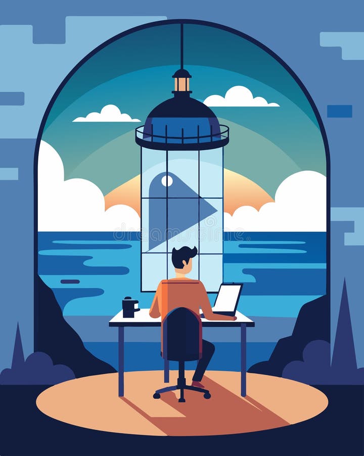 Using the Lighthouses Original Lantern Room a Remote Worker Sets Up ...