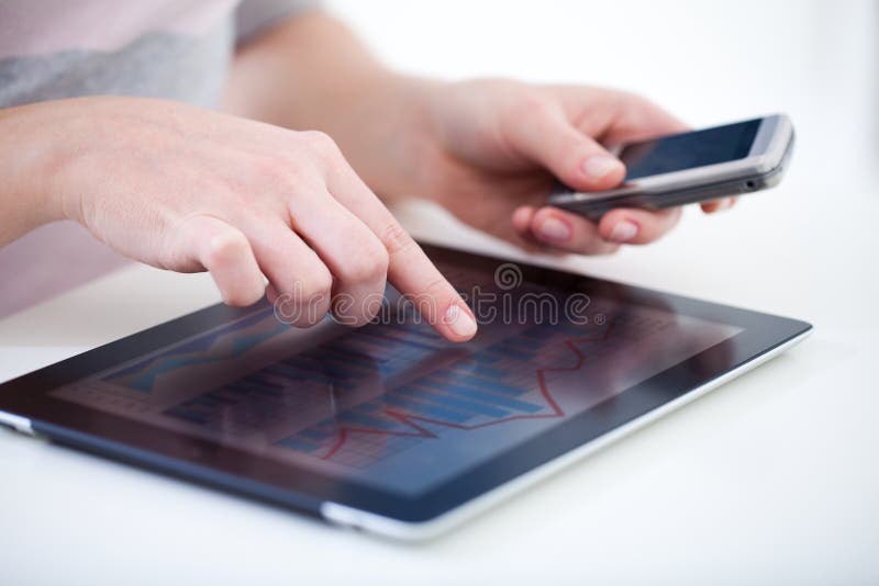 Using Liquid-Crystal Display Stock Image - Image of businesswoman ...
