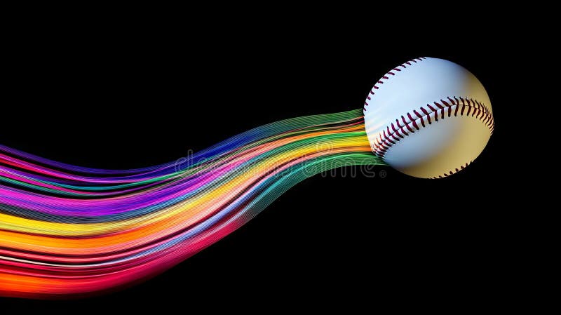 Using a Long Exposure, the Baseball S Light Trail is Depicted with ...