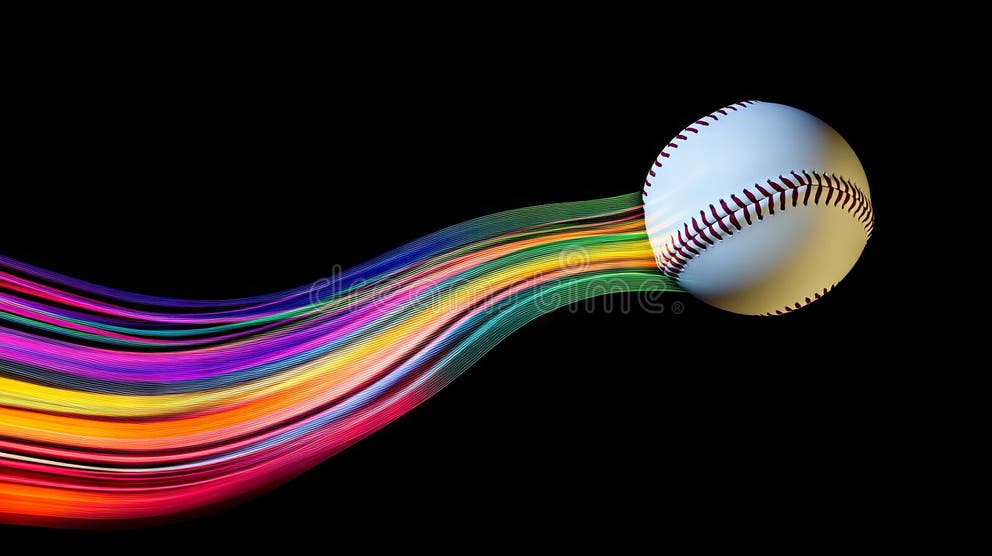Using a Long Exposure, the Baseball S Light Trail is Depicted with ...