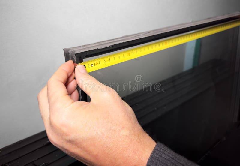 Using Measurement Tape, Measuring Tool for Glass. Home Construction ...
