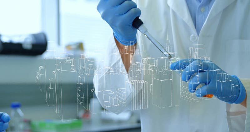 Using Micropipette Scientist in Coat and Gloves Transferring Sample at ...