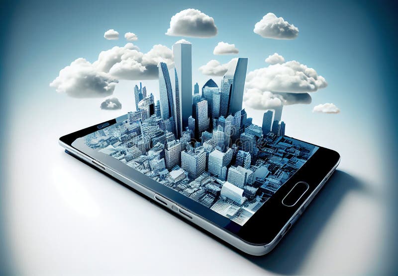 Using Mobile Device For Visualization Of Project Made With Generative Ai Stock Illustration