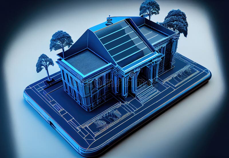 Using Mobile Device For Visualization Of Project Made With Generative Ai Stock Illustration