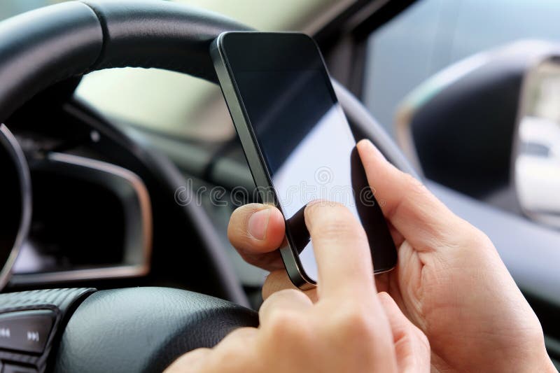 Using a Mobile Phone Inside of a Car Stock Photo - Image of global ...