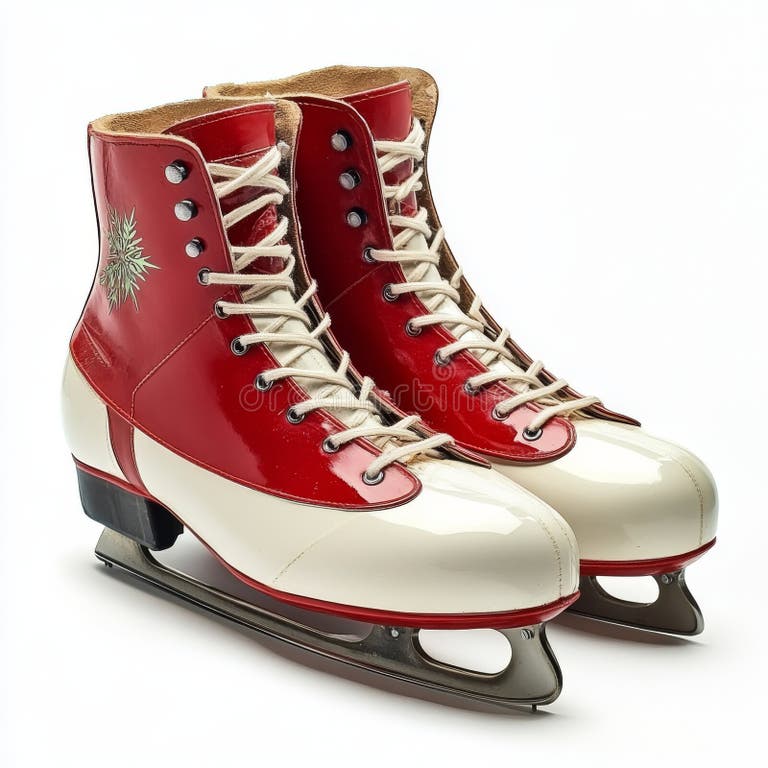 Using Modern, a Pair of Ice Skates with Red Laces, Isolated on a Clear ...