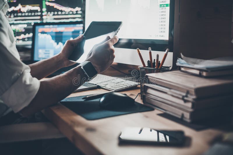 Using Modern Technologies at Work. Stock Image - Image of intelligence ...