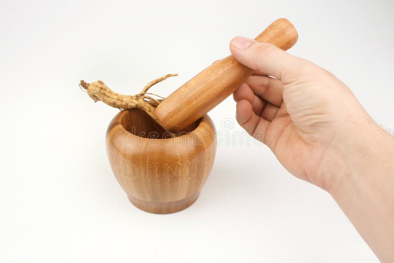 Using Mortar stock image. Image of herbal, medical, panax - 21810667