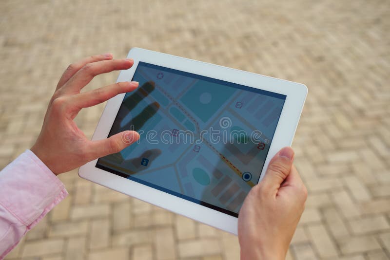 Using Navigation Application Stock Photo - Image of positioning ...