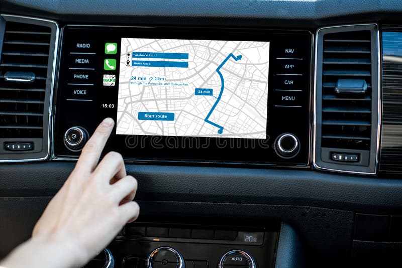 Using Navigation in the Car Stock Photo - Image of driver, internet ...