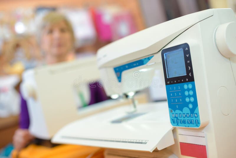 She Using New Sewing Machine Stock Photo - Image of needle, bobbin ...