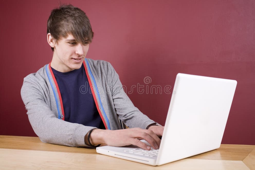 Using Notebook stock photo. Image of home, handsome, typing - 9182516