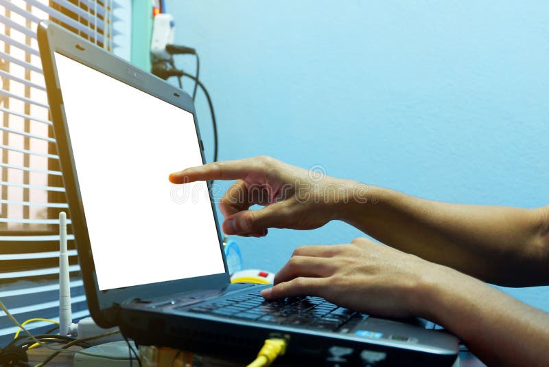 Using a Notebook Computer with Personal Work Stock Image - Image of ...