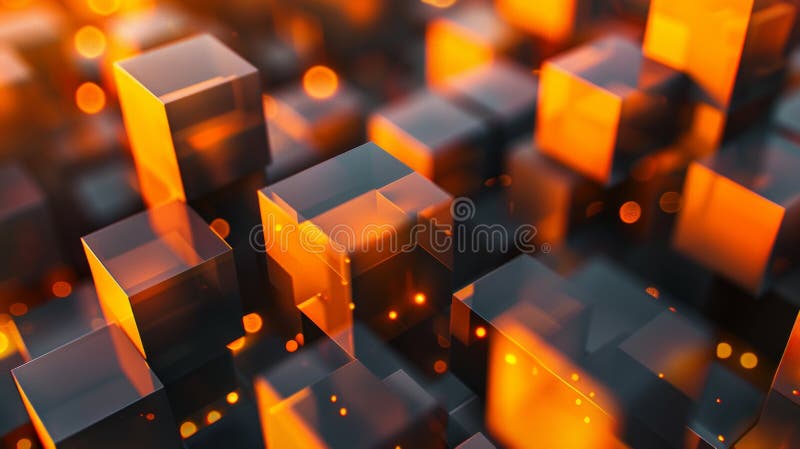 Using Orange and Black, Translucent Cubes Perfectly Aligned To Create a ...