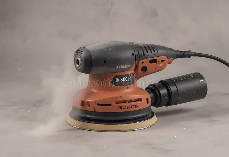 Using Orbital Sander for Woodworking Generating Dust Stock Photo ...