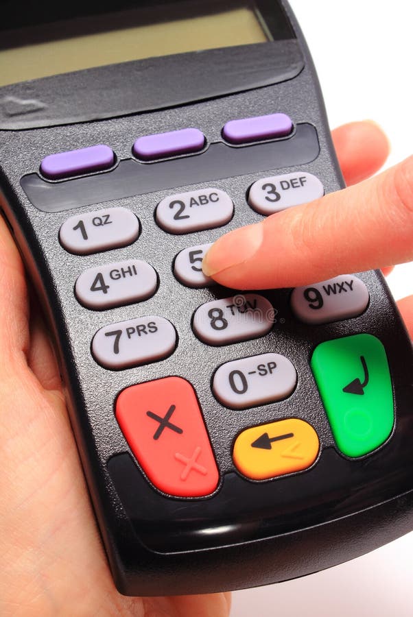 Using Payment Terminal, Enter Personal Identification Number Stock ...