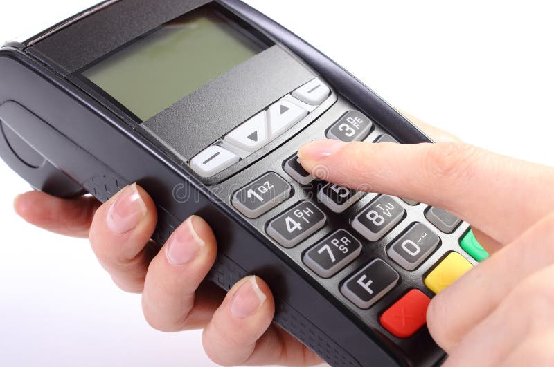 Using Payment Terminal, Enter Personal Identification Number Stock ...