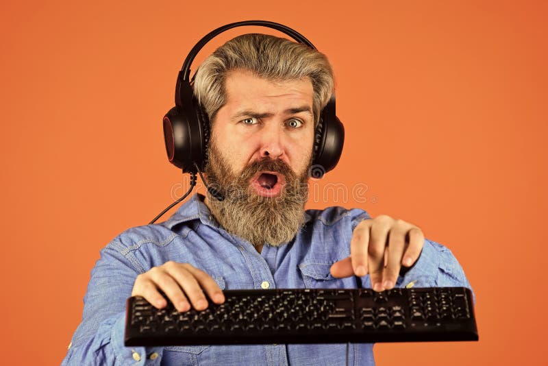 Using PC in Office. Communication Concept. Support, Call Center and ...